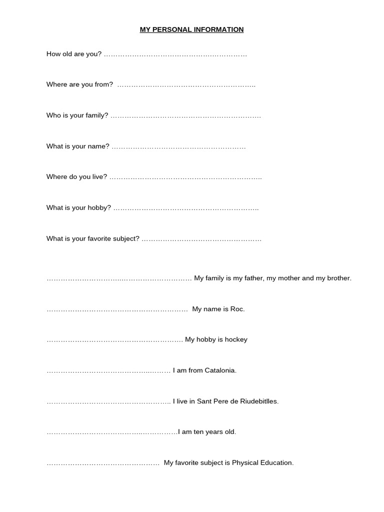 Exam My Personal Information | PDF