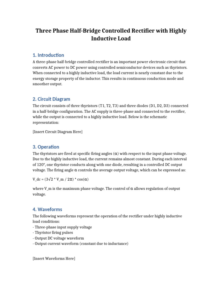 Three Phase Half Bridge Rectifier With Figures | PDF | Rectifier ...