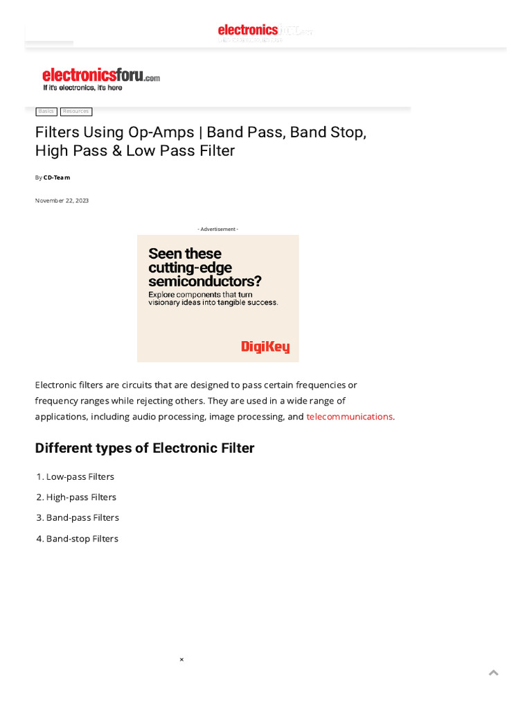 Understanding Electronic Filters | PDF | Electronic Filter | Low Pass ...