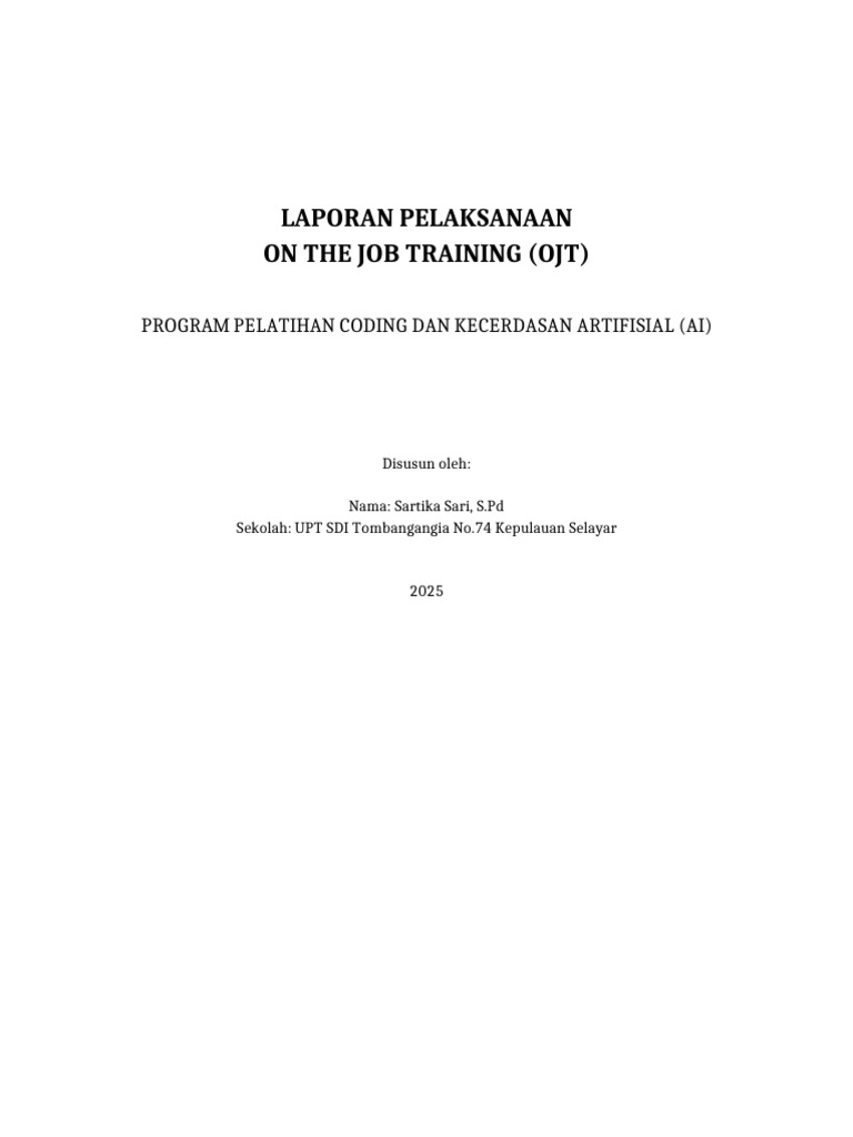 Laporan OJT AI SartikaSari | PDF