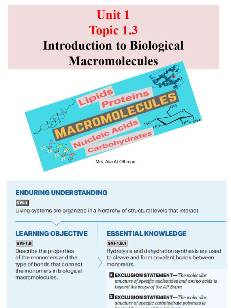 Topic 3 Introduction To Macromolecules | PDF | Macromolecules | Polymers