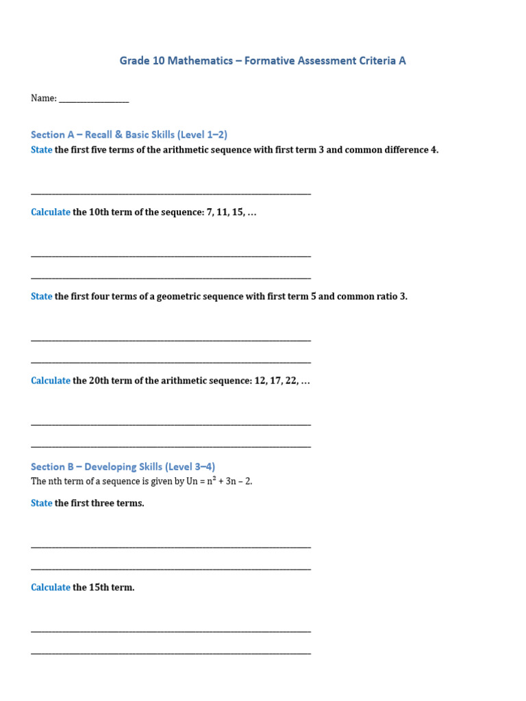 Grade 10 Math Assessment Criteria | PDF | Area | Elementary Mathematics