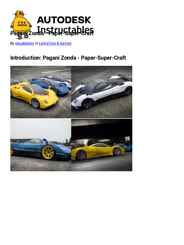 Pagani Zonda - Paper-Super-Craft (With Pictures) - Instructables | PDF