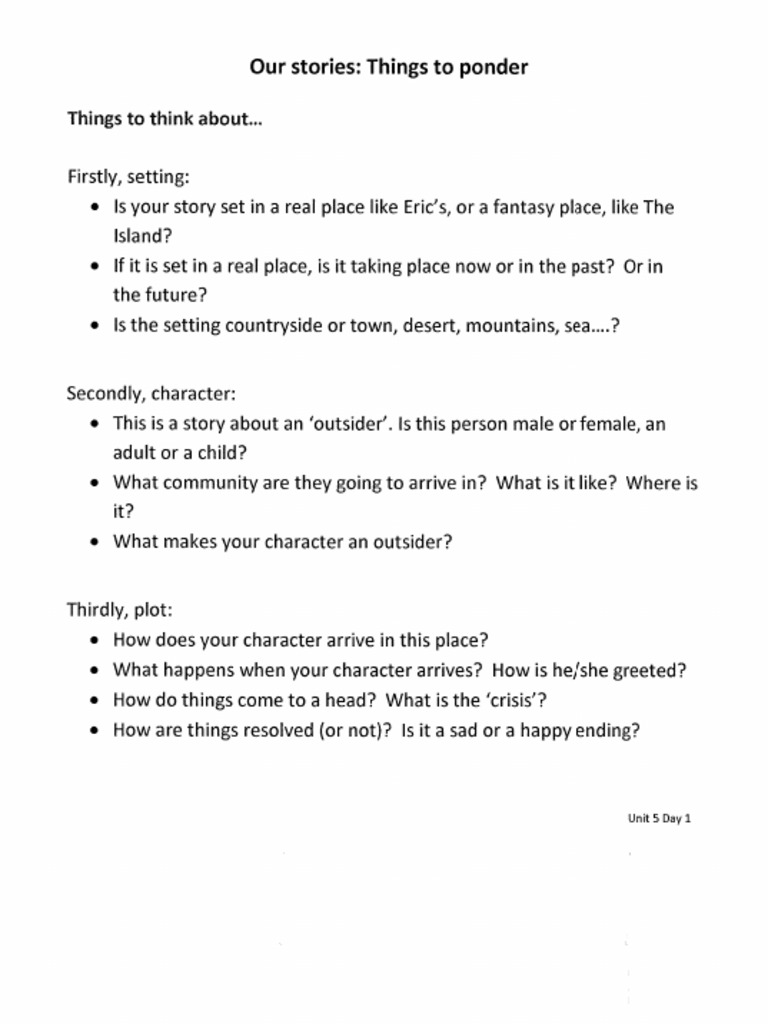 Literacy Story Planning | PDF