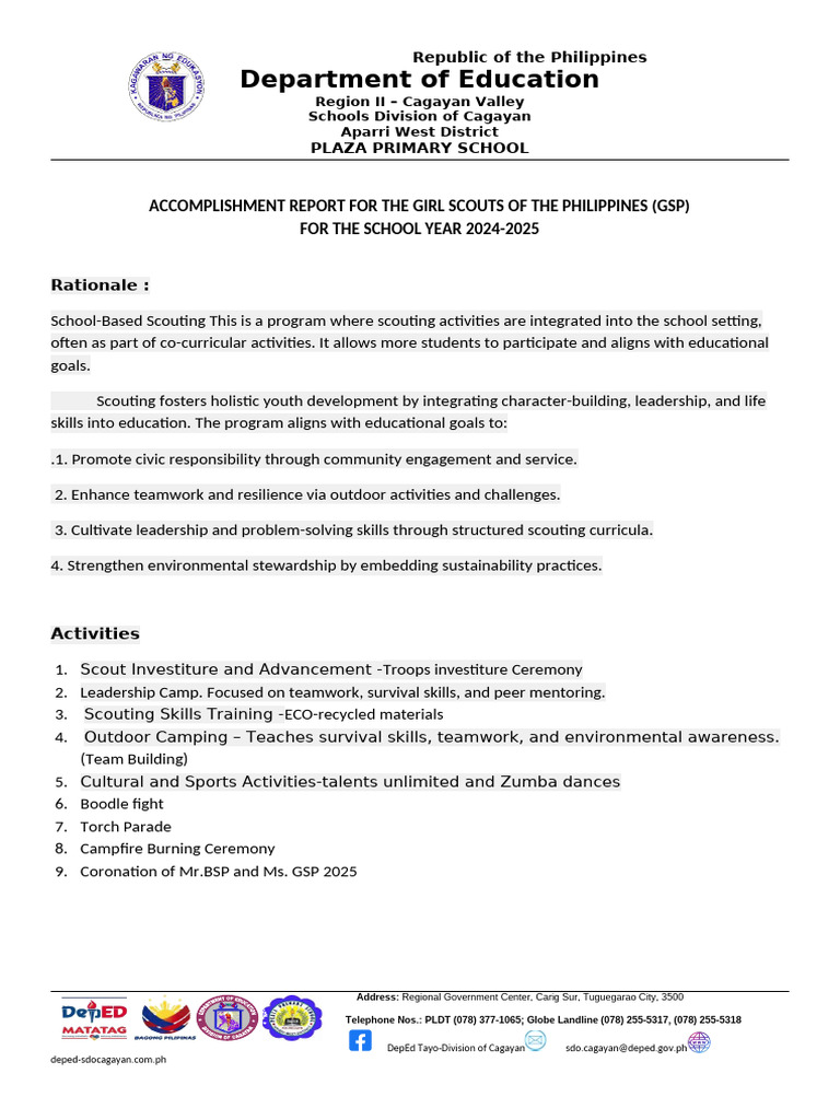GSP Accomplishment Report | PDF