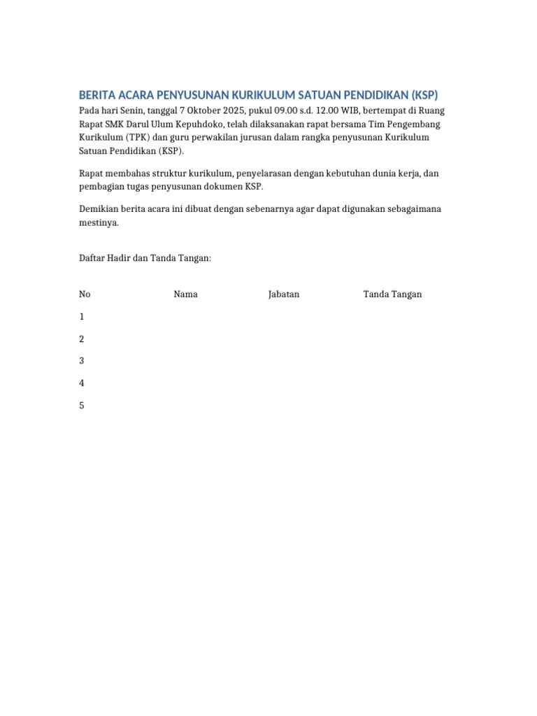 Dokumen KSP Format | PDF