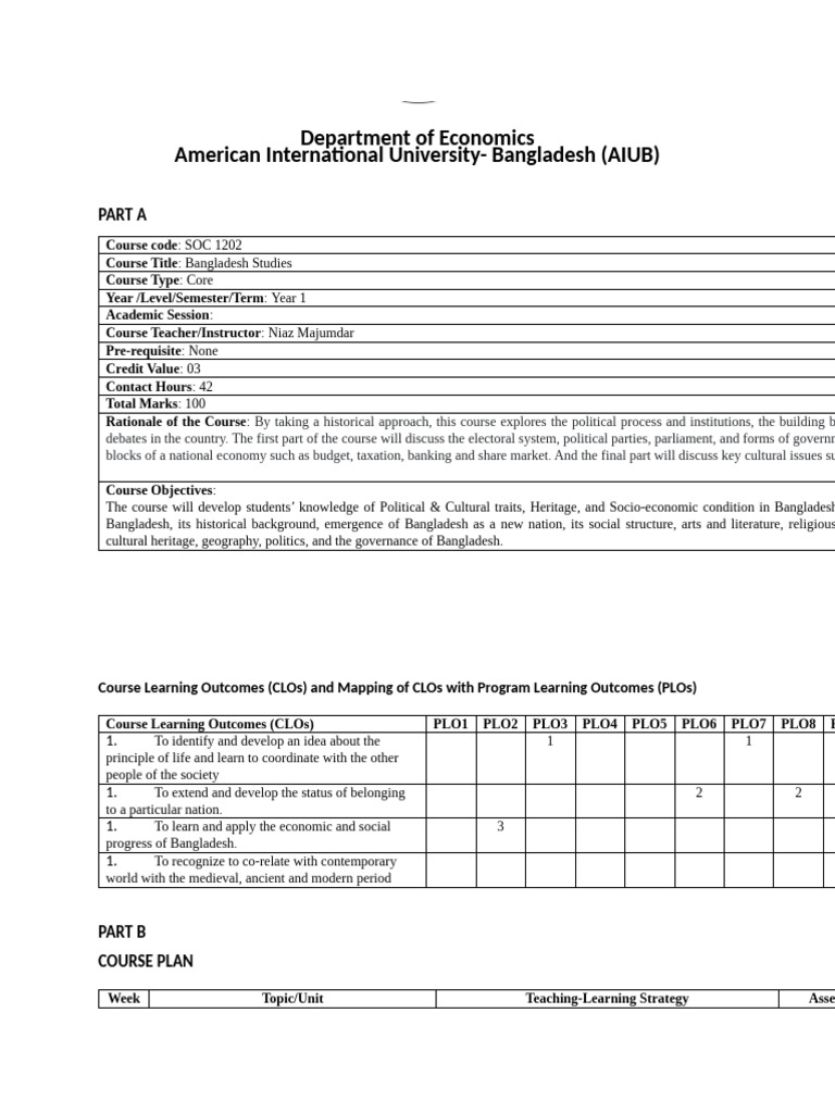 Bangladesh Studies Course Overview | PDF | Bangladesh | Governance