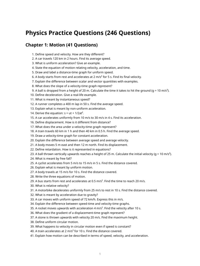 Physics Practice Qs | PDF | Acceleration | Buoyancy