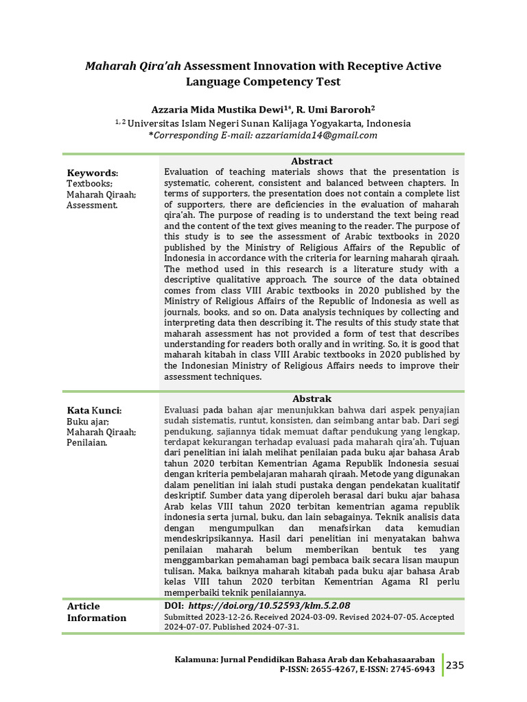 Afajar,+8 +Azzaria+Mida+Mustika+Dewi+ (235-244) | PDF | Data | Learning