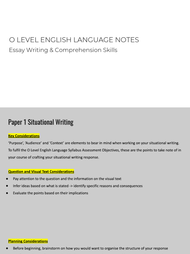 (Eng) o Level English Notes | PDF