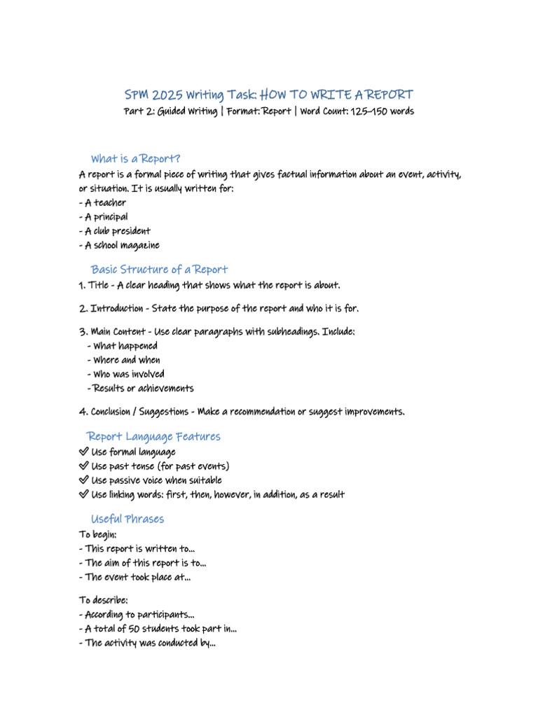 SPM 2025 Report Writing Guide | PDF | Human Communication | Linguistics