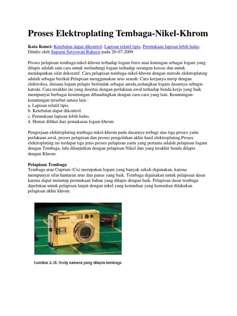 Proses Elektroplating Tembaga | PDF