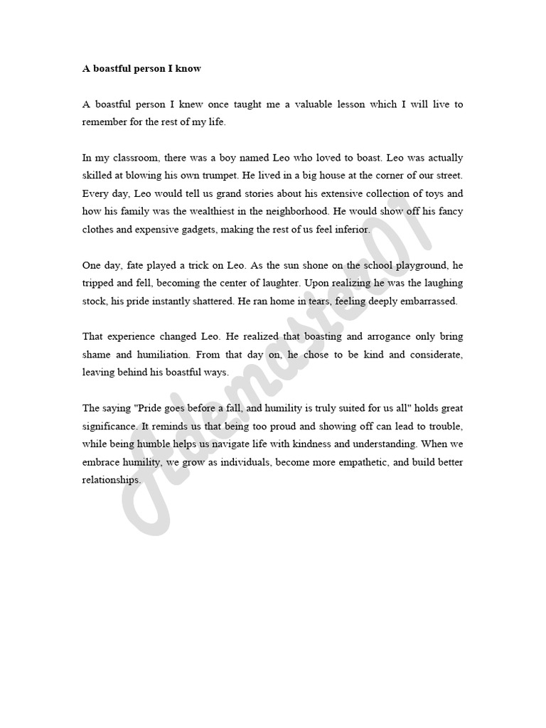 A Boastful Person I Know | PDF