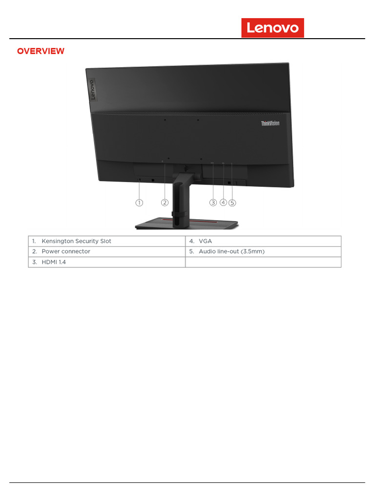 ThinkVision S24e-20 Monitor Specs | PDF | Display Resolution ...