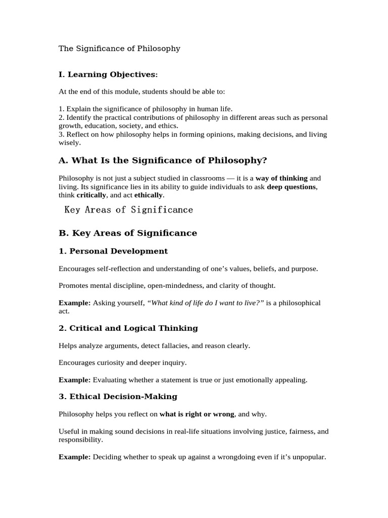 Importance of Philosophy in Life | PDF | Critical Thinking | Thought