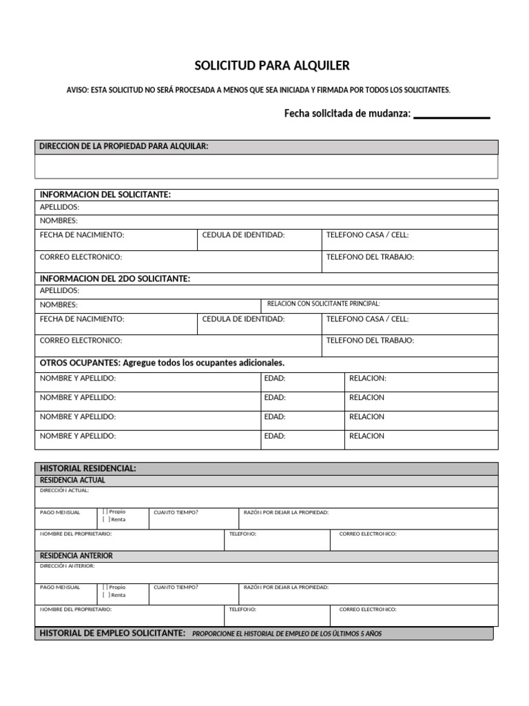 Solicitud de Alquiler de Propiedad | PDF | Propiedad | Bancos