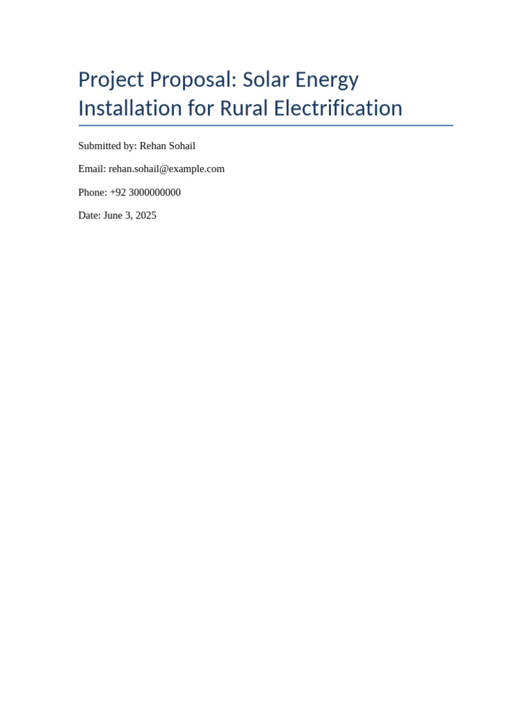 Solar Energy Proposal for Rural Eswatini | PDF | Rural Electrification ...