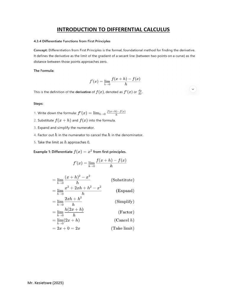 Introduction To Differential Calculus | PDF
