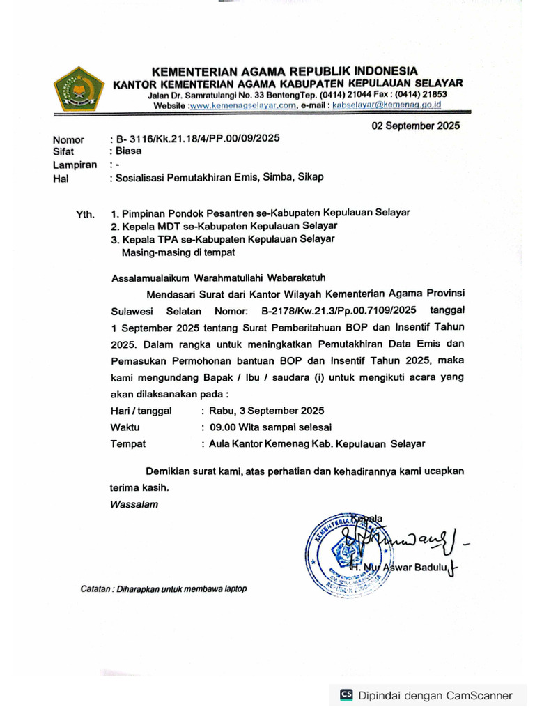 Sosialisasi Pemutakhiran Emis, Simba Dan Sikap | PDF