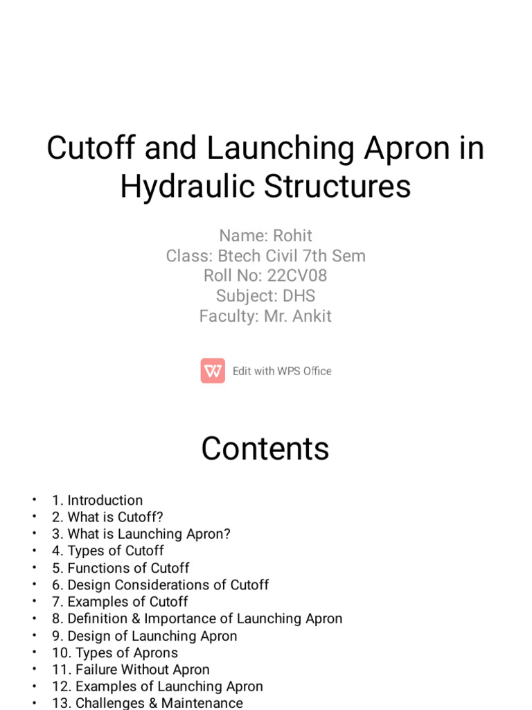 Cutoff and Launching Apron Overview | PDF | Dam | Hydrology