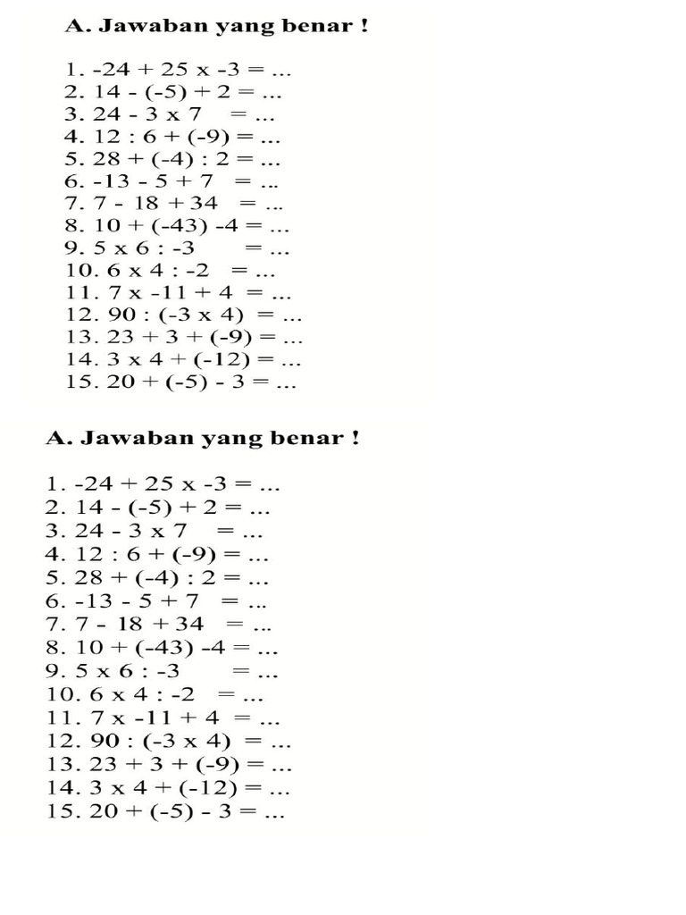 Latihan Operasi Hitung Campuran | PDF