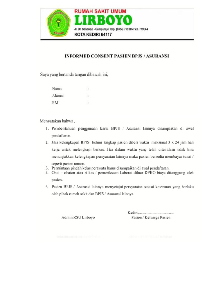 Referensi Form Pindah Ruangan BPJS | PDF