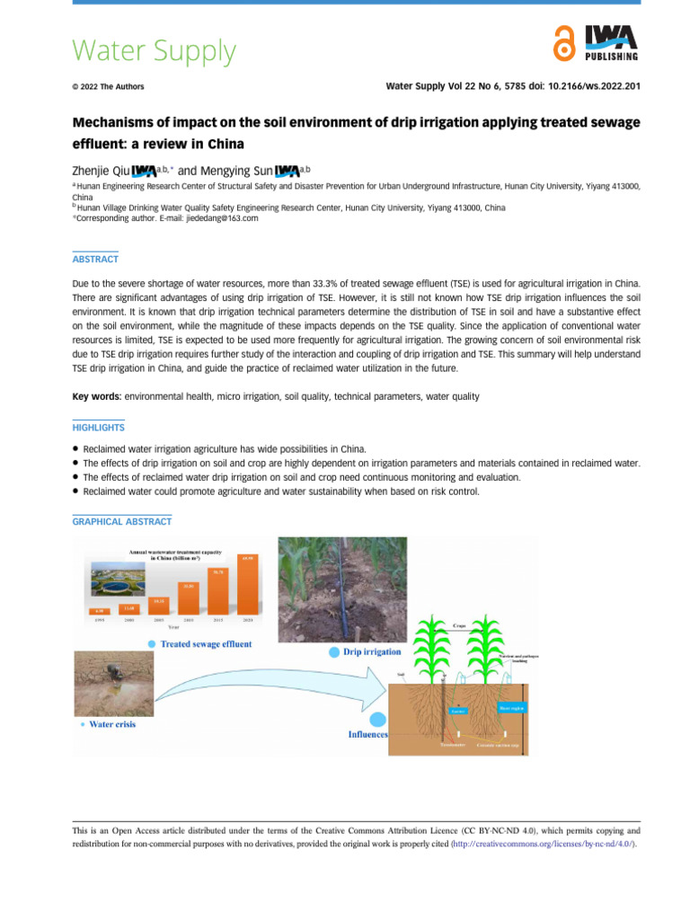 Impact of TSE Drip Irrigation on Soil | PDF | Soil | Reclaimed Water