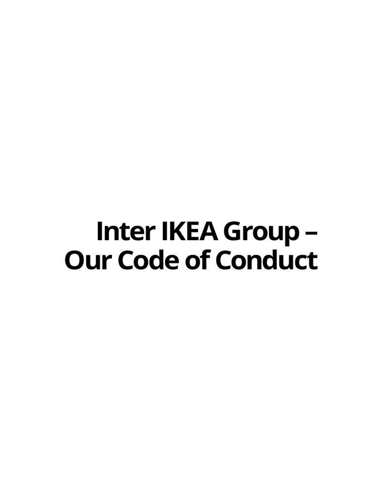 IKEA Code of Conduct Overview | PDF | Sustainability | Bribery