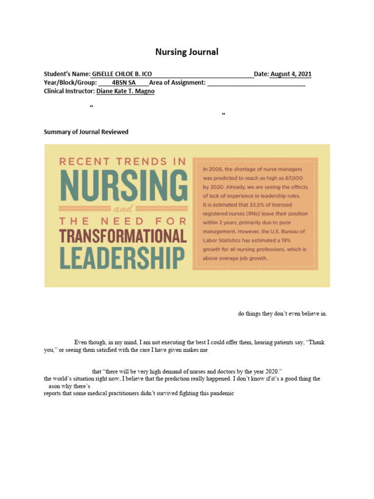 Trends and Effective Nursing Leadership and Management | PDF | Health ...