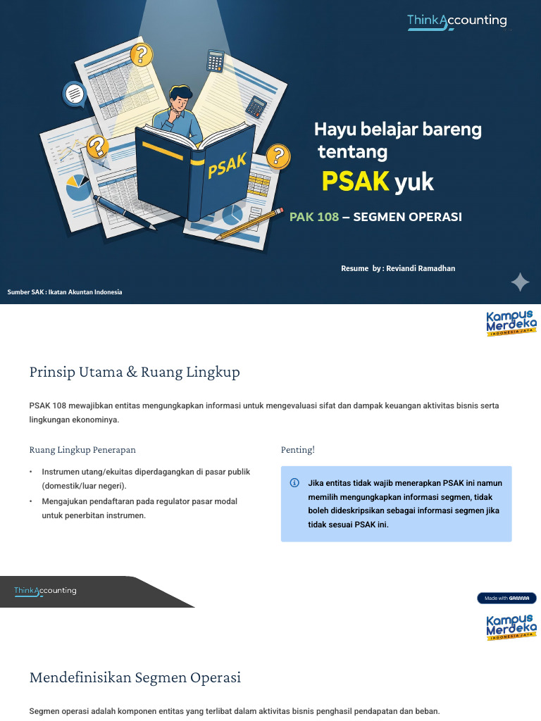 Penerapan PSAK 108 Segmen Operasi | PDF