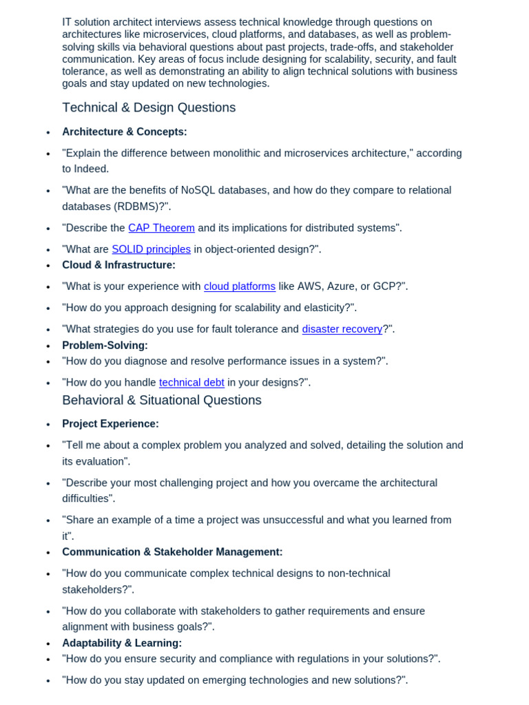 Technical & Design Questions: Architecture & Concepts | PDF ...