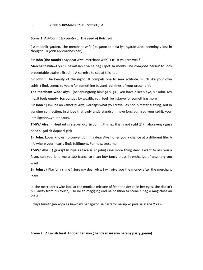The Shipman's Tale - Script 2 Play | PDF