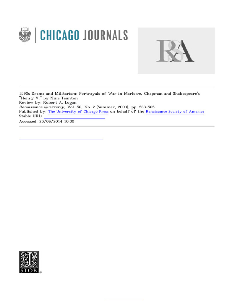 1590s Drama and Militarism Portrayals of War in Marlowe, Chapman and ...