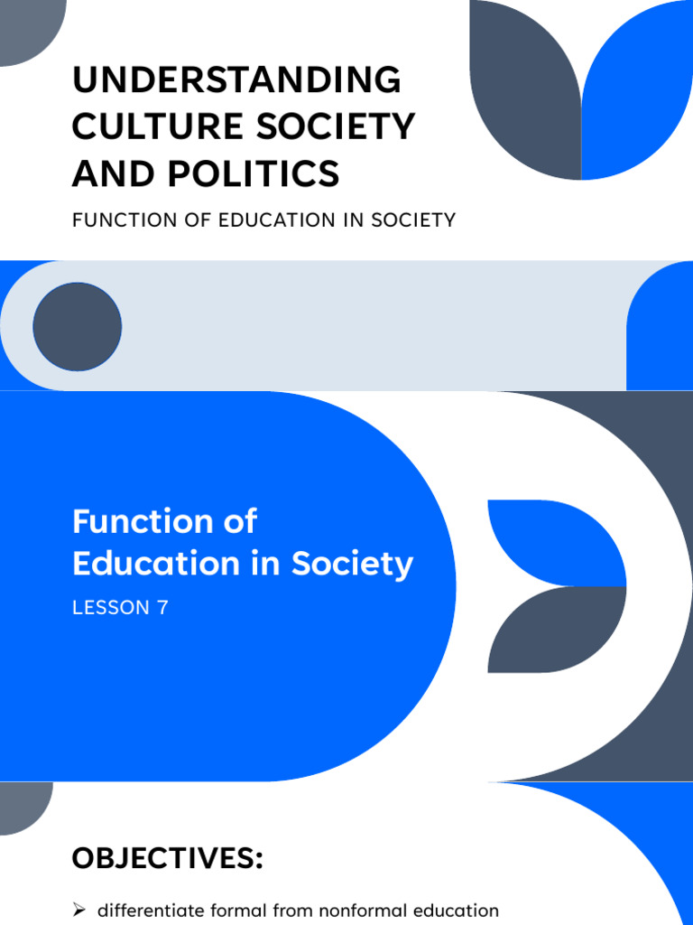 Functions of Education in Society | PDF | Learning