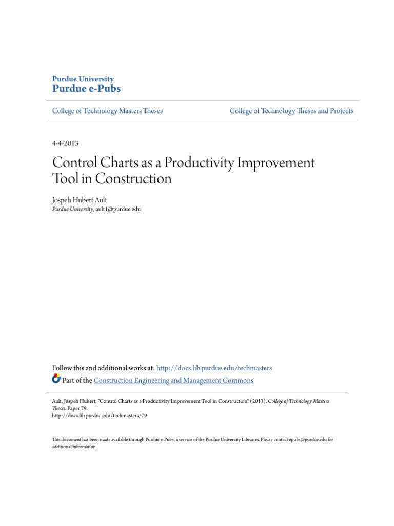Control Charts As Productivity Tools | PDF | Thesis | Statistics