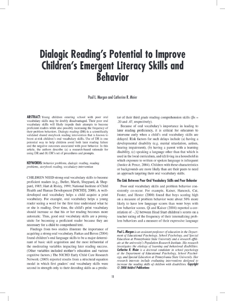 Dialogic Reading Strategies - Read Alouds - Supportive Articl | PDF