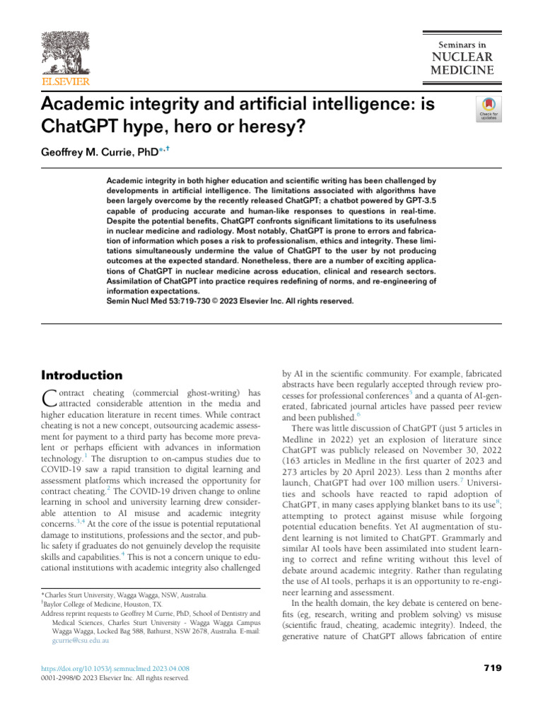 ChatGPT's Impact on Academic Integrity | PDF | Artificial Intelligence ...
