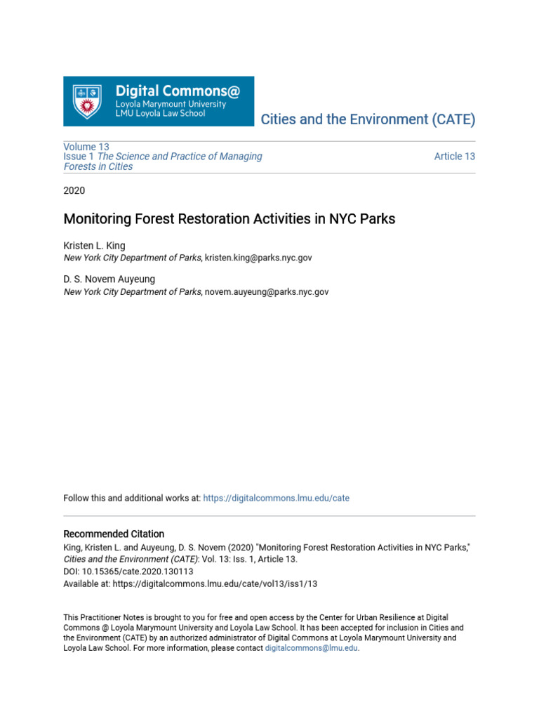 Monitoring Forest Restoration Activities in NYC Parks 5fosi1fkg8 | PDF ...