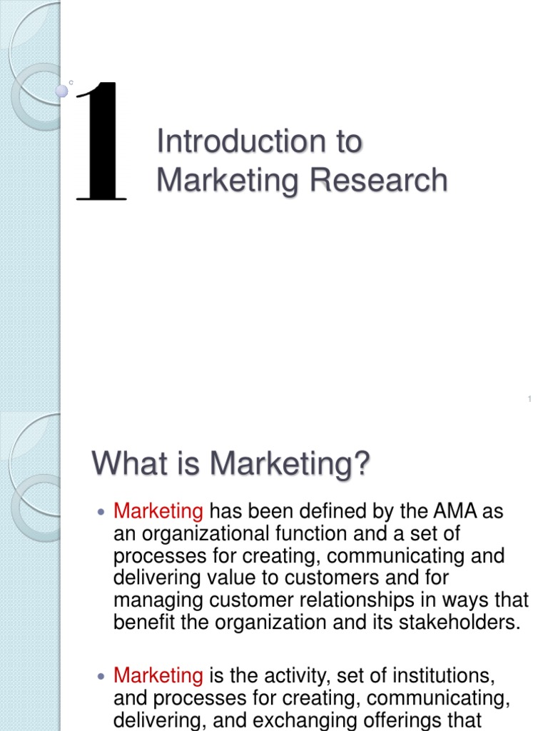 Chapter 1 - Introduction To Marketing Research | PDF | Marketing ...