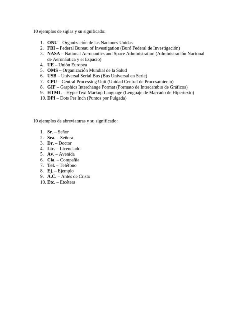 10 Siglas y Abreviaturas Comunes | PDF