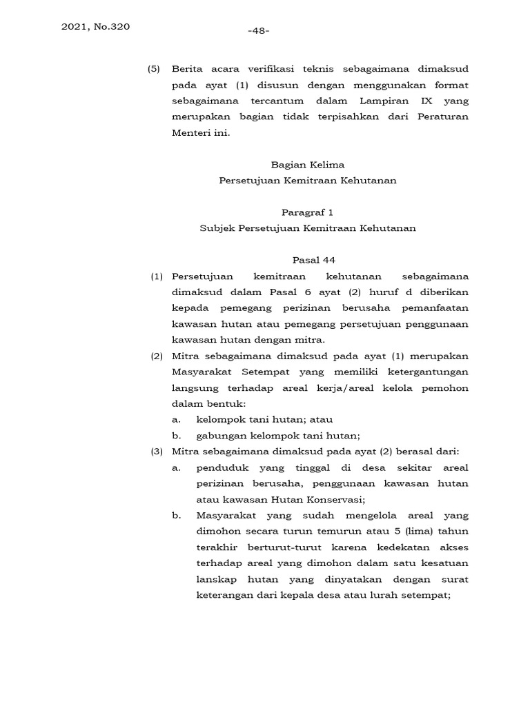 Persetujuan Kemitraan Kehutanan 2021 | PDF