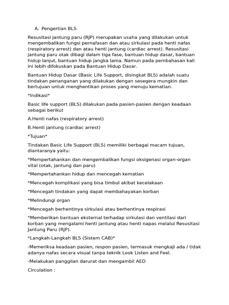 Resume Tugas BLS (Basic Life Support) - Vivina | PDF
