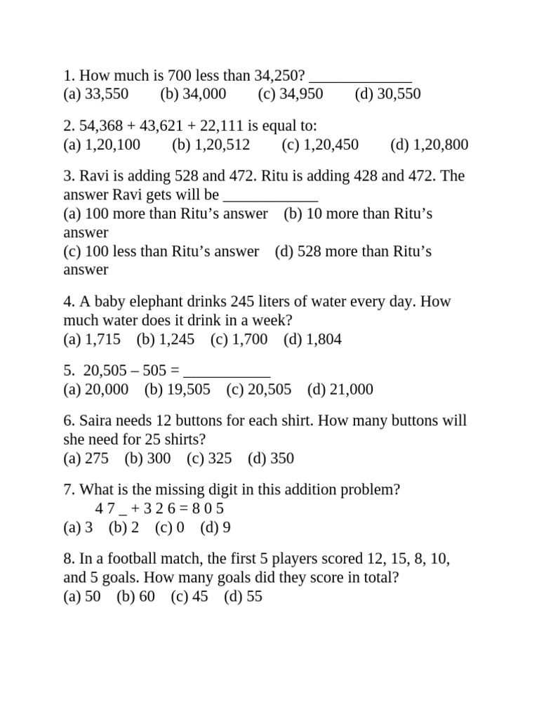 Math Practice Questions and Answers | PDF