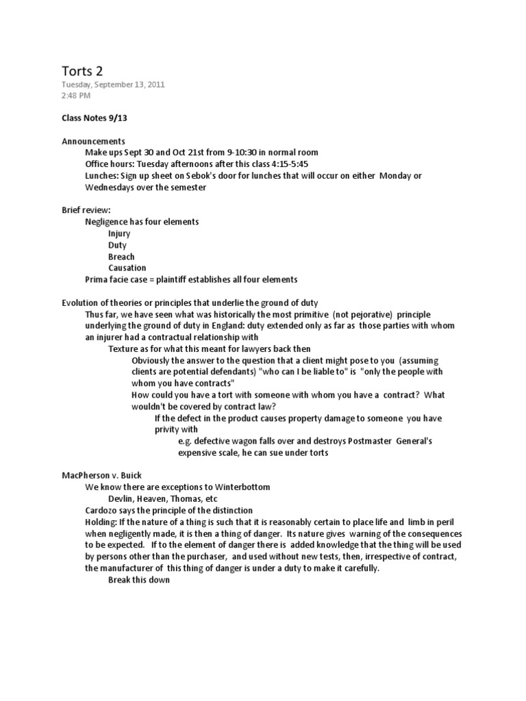 Torts | PDF | Negligence | Causation (Law)