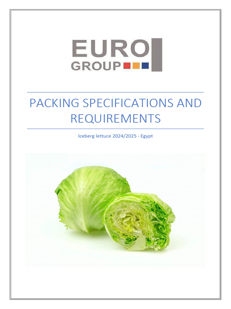 Iceberg Lettuce Packing Specs 2024/2025 | PDF | Naming Conventions ...