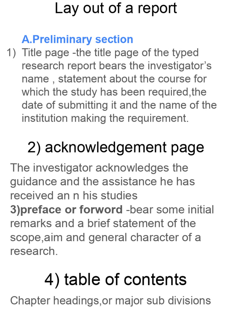 Lay Out of A Report | PDF