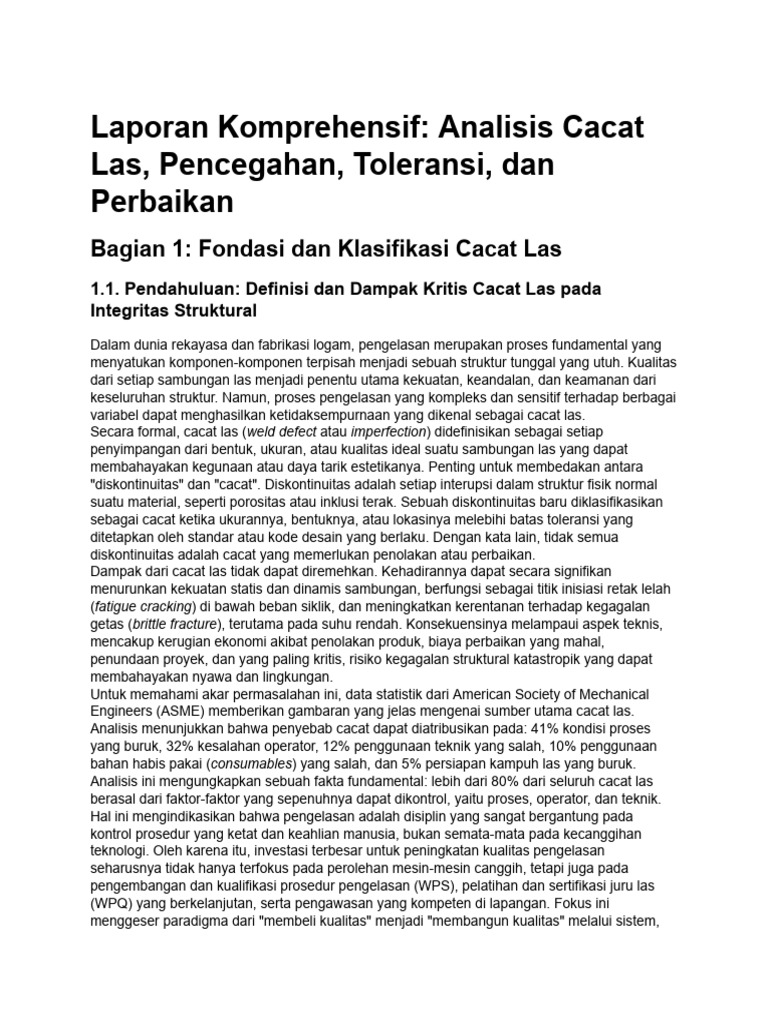 Klasifikasi dan Analisis Cacat Las | PDF