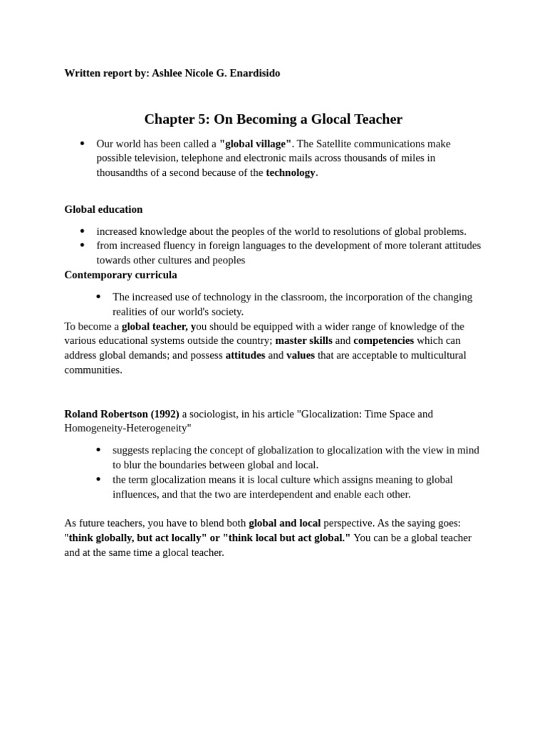Becoming a Glocal Teacher: Insights and Strategies | PDF | Teachers ...