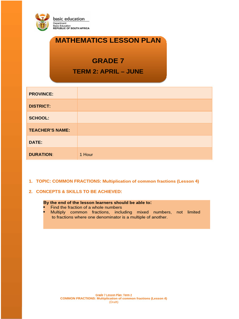 Grade 7 Common Fractions: Multiplication | PDF | Behavior Modification ...