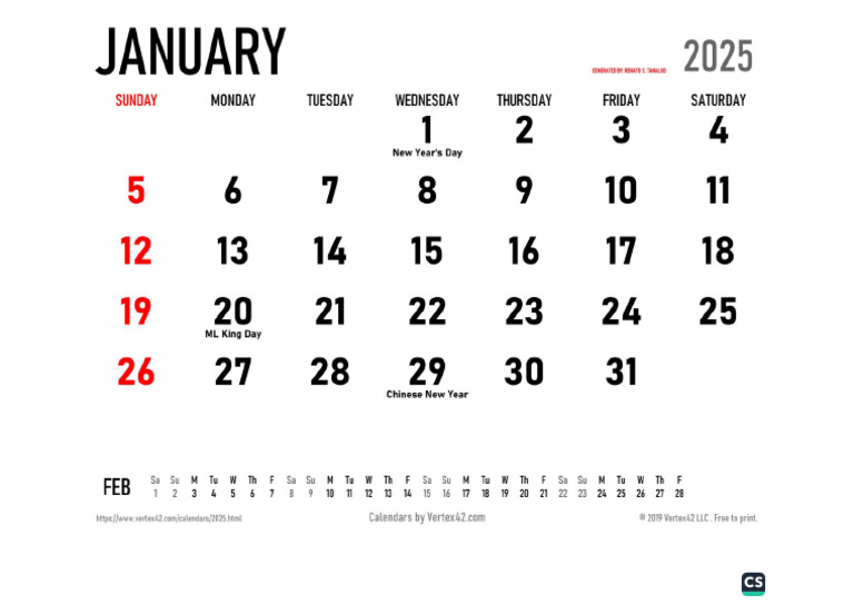 2025 Calendar | PDF